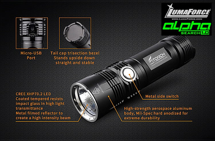 LumaForce Alpha SEARCH 1.0 - The Compact Search FlashLight - 3600 Lume ...